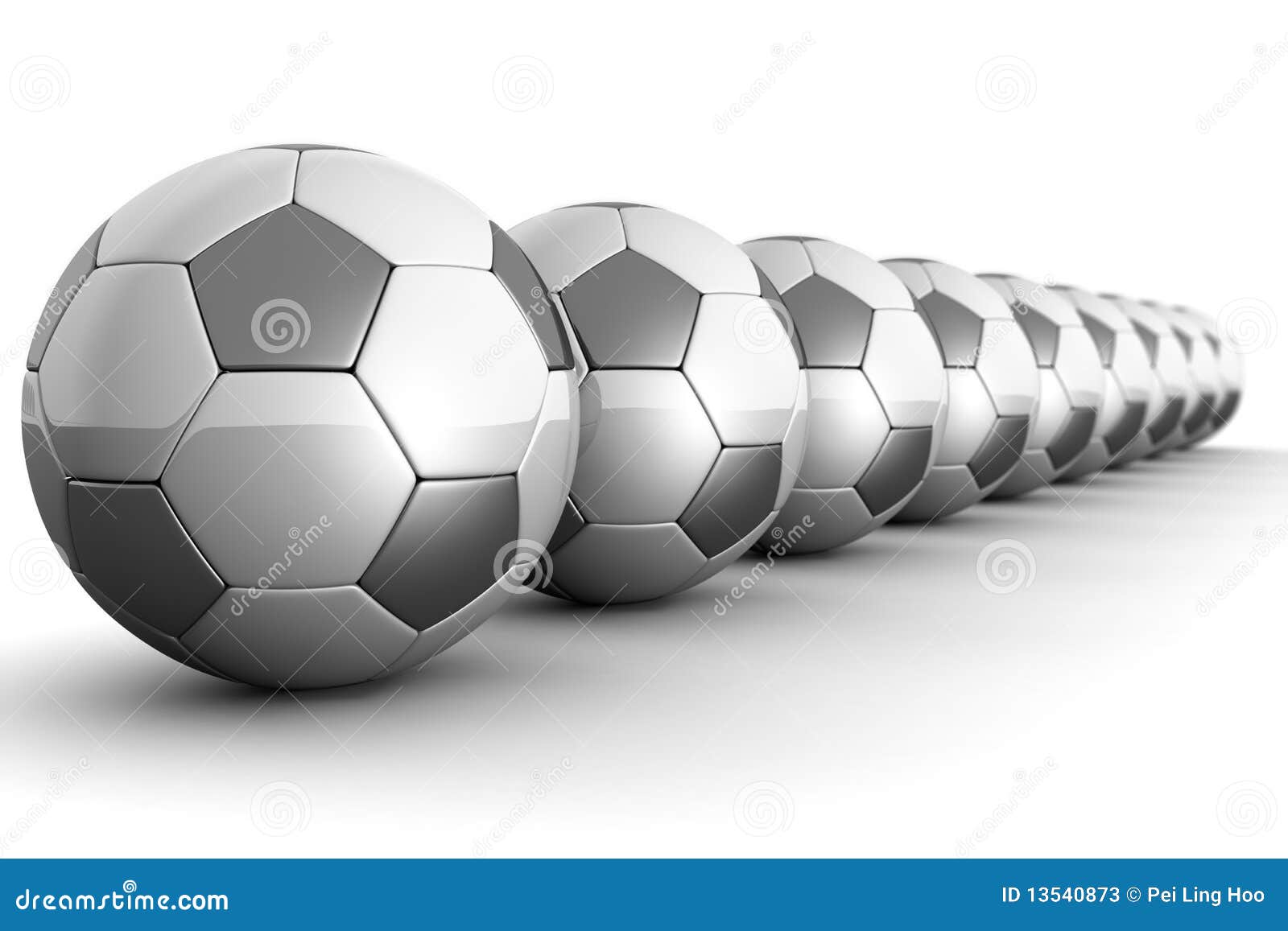 Footballs in a Row Teamwork Concept Stock Illustration - Illustration ...