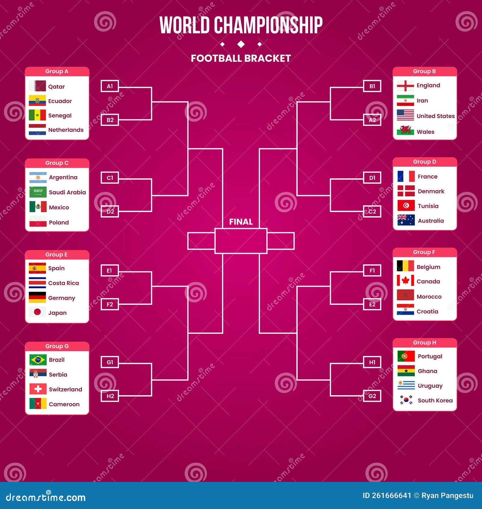 World Football Qatar 2022 Championship Bracket Stock Vector ...
