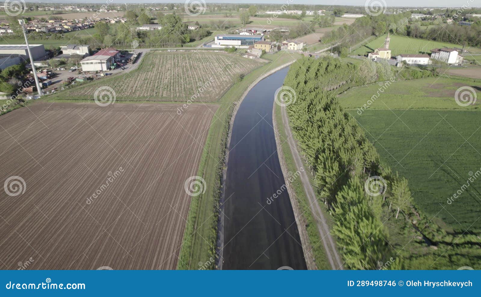 Footbridge Across the River , between Fields and Tree Planting in the ...