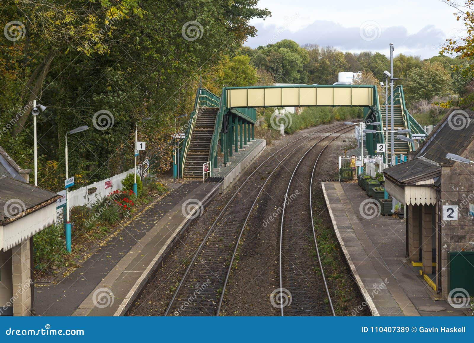 Railway Footbridge Crossing Editorial Stock Image - Image of line ...