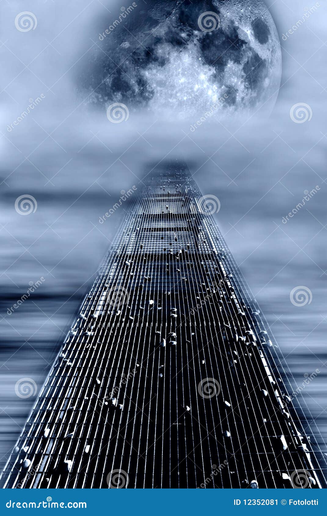 Footbridge for the moon stock image. Image of beach, cold - 12352081
