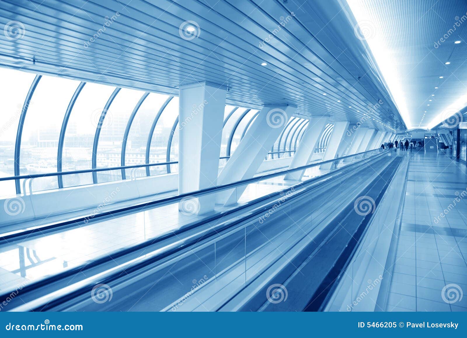 Footbridge with Moving Path Stock Image - Image of bridge, technology ...