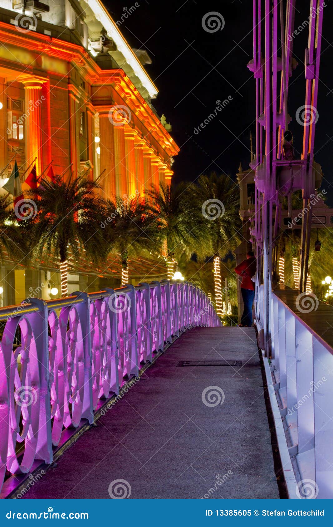 Footbridge at Night stock image. Image of bridge, architecture - 13385605