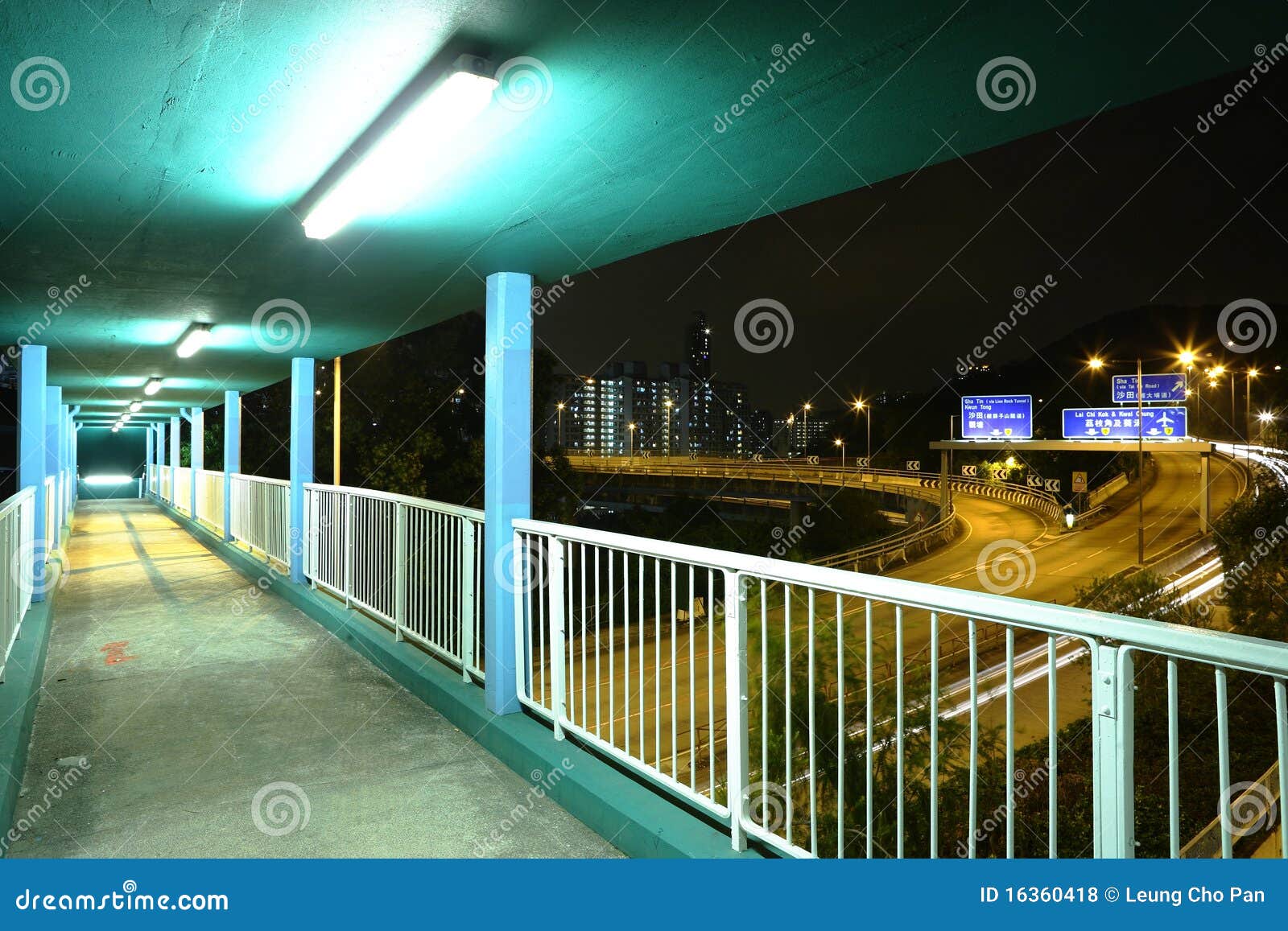 Footbridge at night stock photo. Image of motion, business - 16360418
