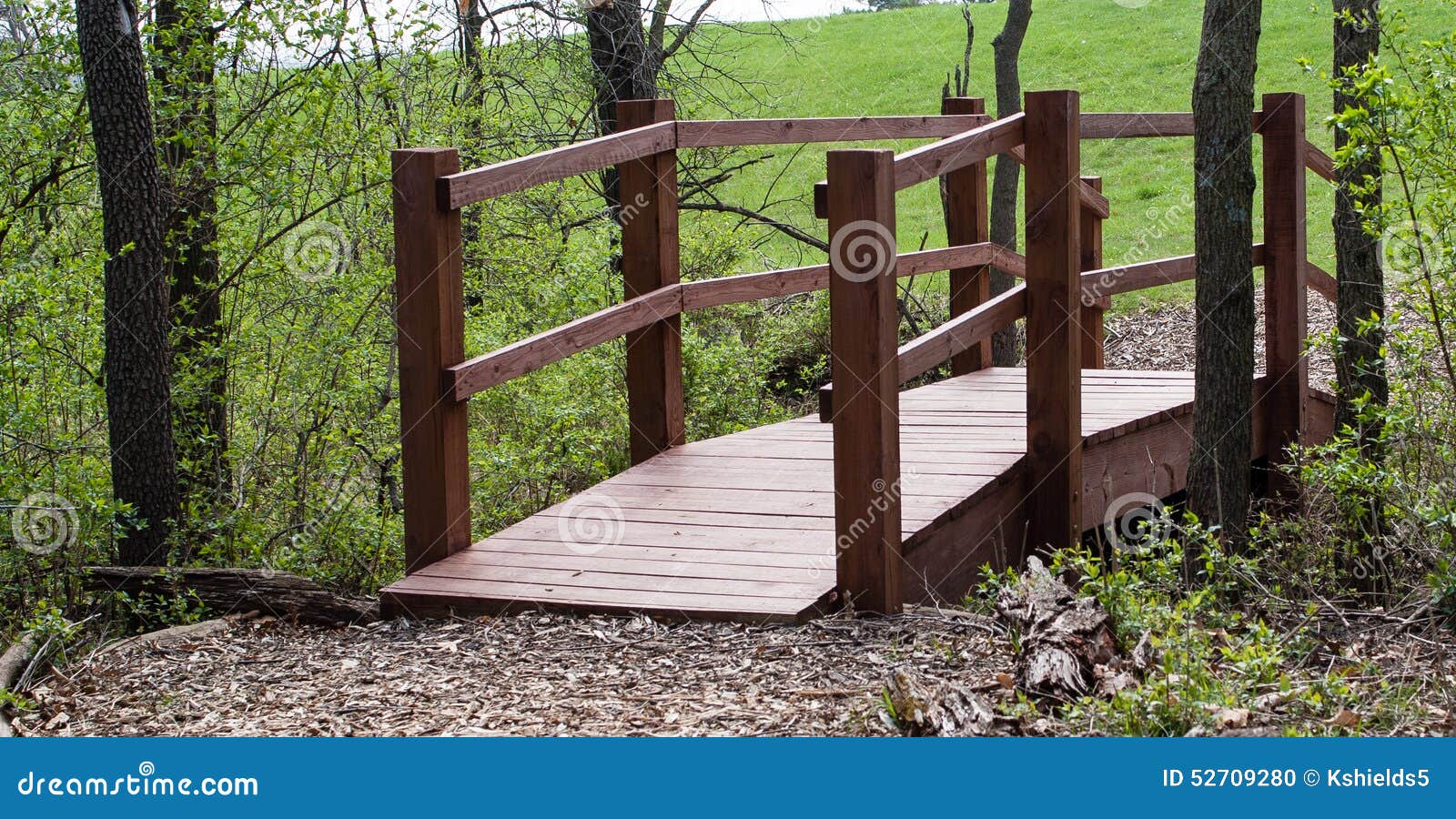 Footbridge over a Creek stock photo. Image of wooden - 52709280