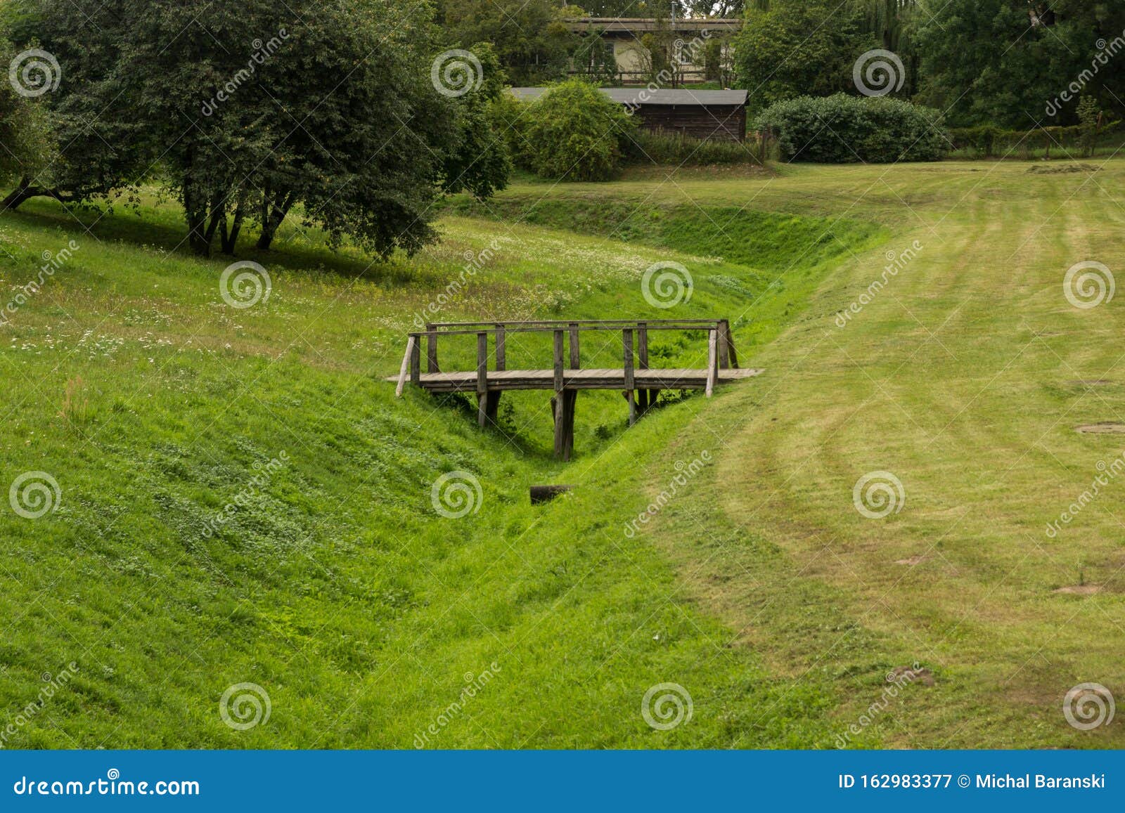 Footbridge Over Drainage Ditch Stock Image - Image of blue, nature ...