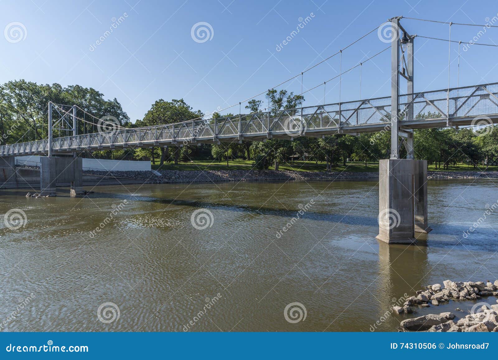 Footbridge Over River stock photo. Image of granite, landmark - 74310506