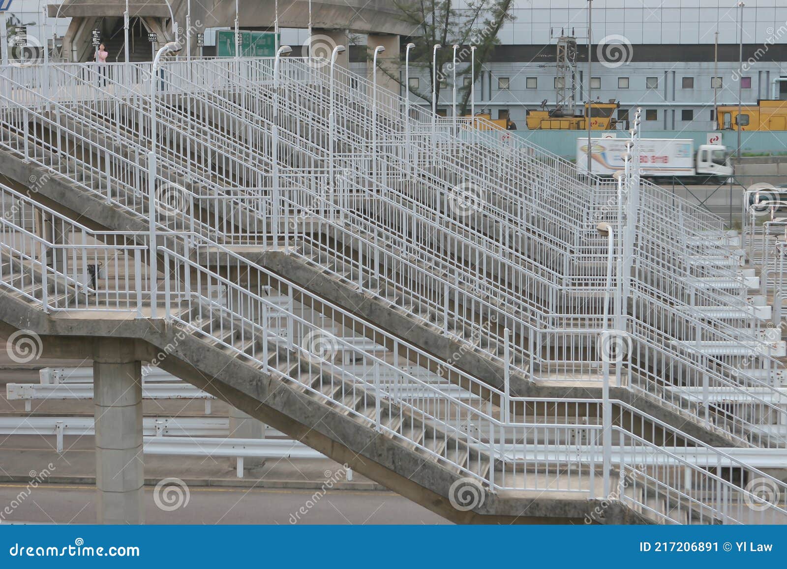 Stairs Of Pedestrian Bridge Over Railway Tracks. Bottom View. Technical ...