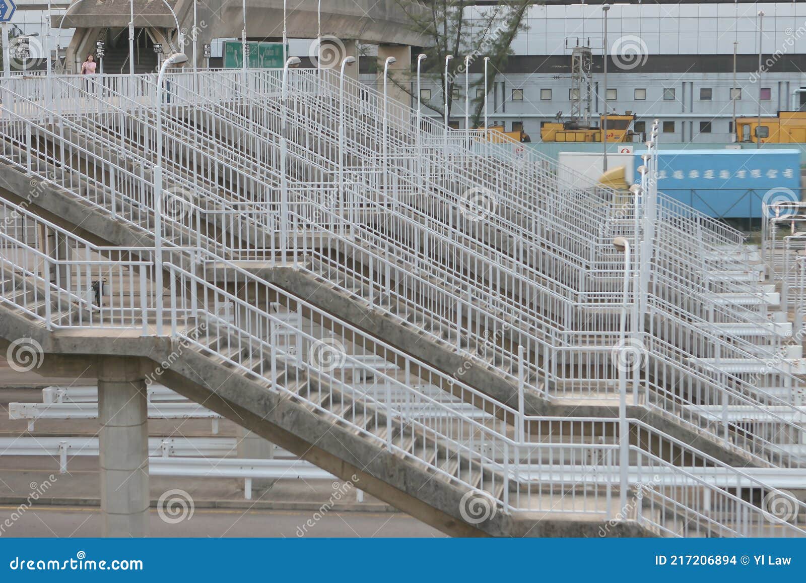Stairs Of Pedestrian Bridge Over Railway Tracks. Bottom View. Technical ...