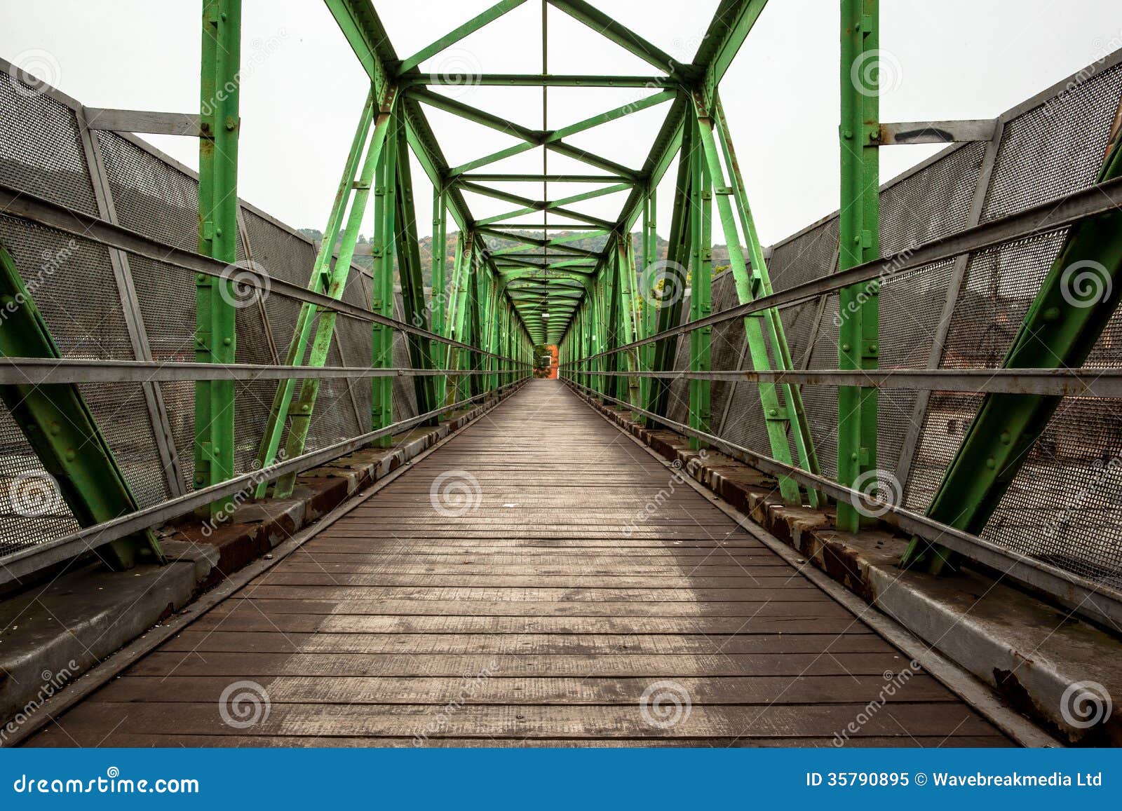 Footbridge with Symmetrical Metal Structure Stock Image - Image of ...