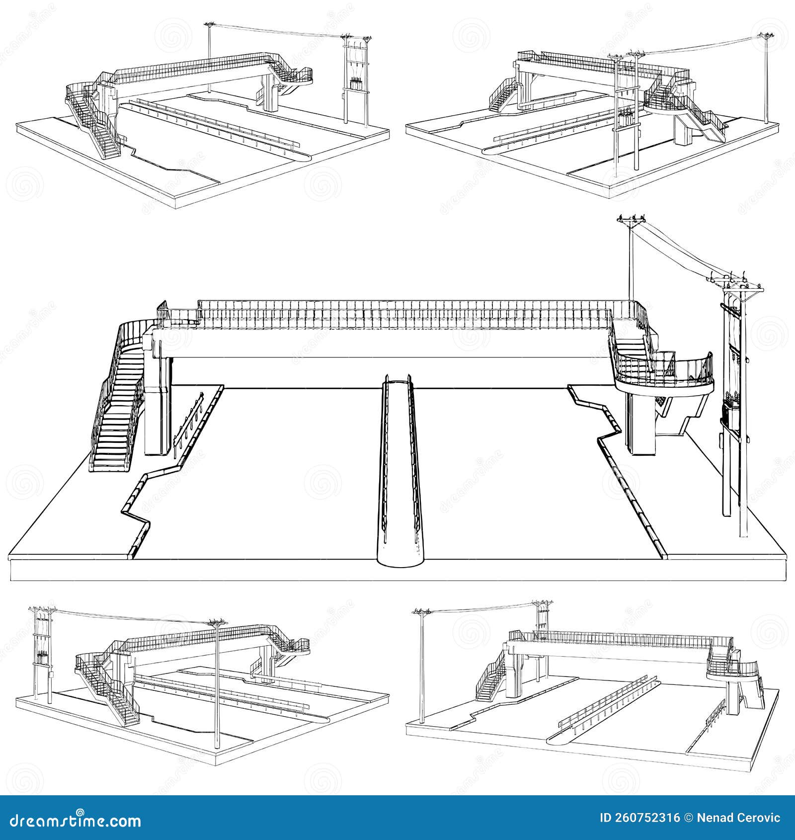 Footbridge Vector. Illustration Isolated on White Background Stock ...