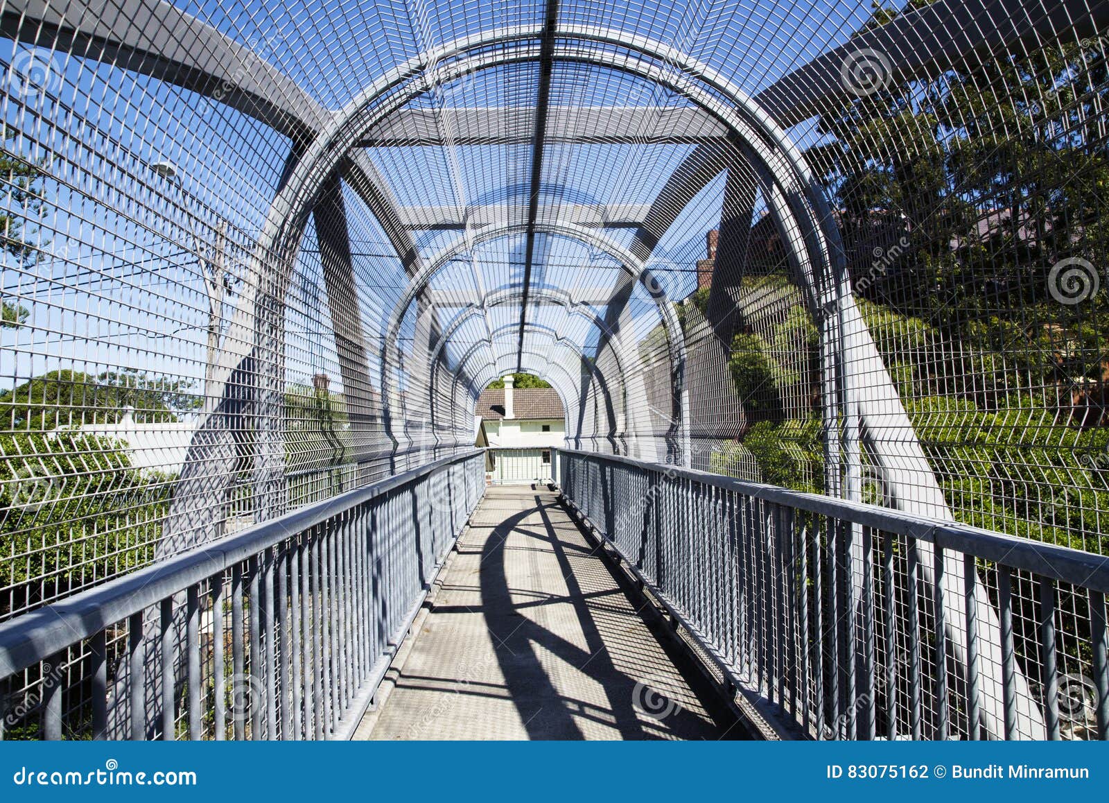 The Inside the Steel Footbridge with Its Curved Abstract Pattern. Stock ...