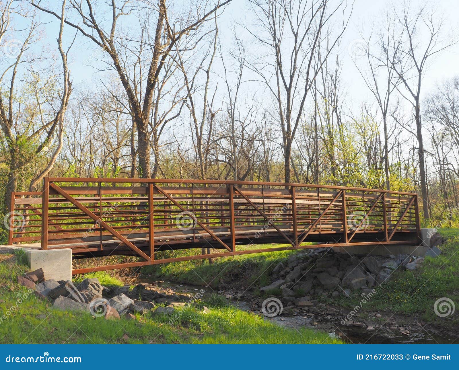 The Footbridge is on the Walking Trail in the Park. Stock Image - Image ...