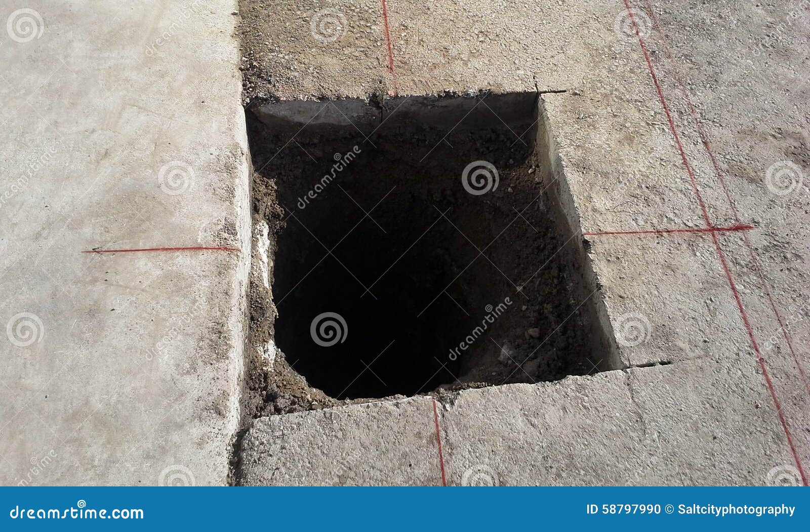 Footing Hole: Construction stock photo. Image of pour - 58797990