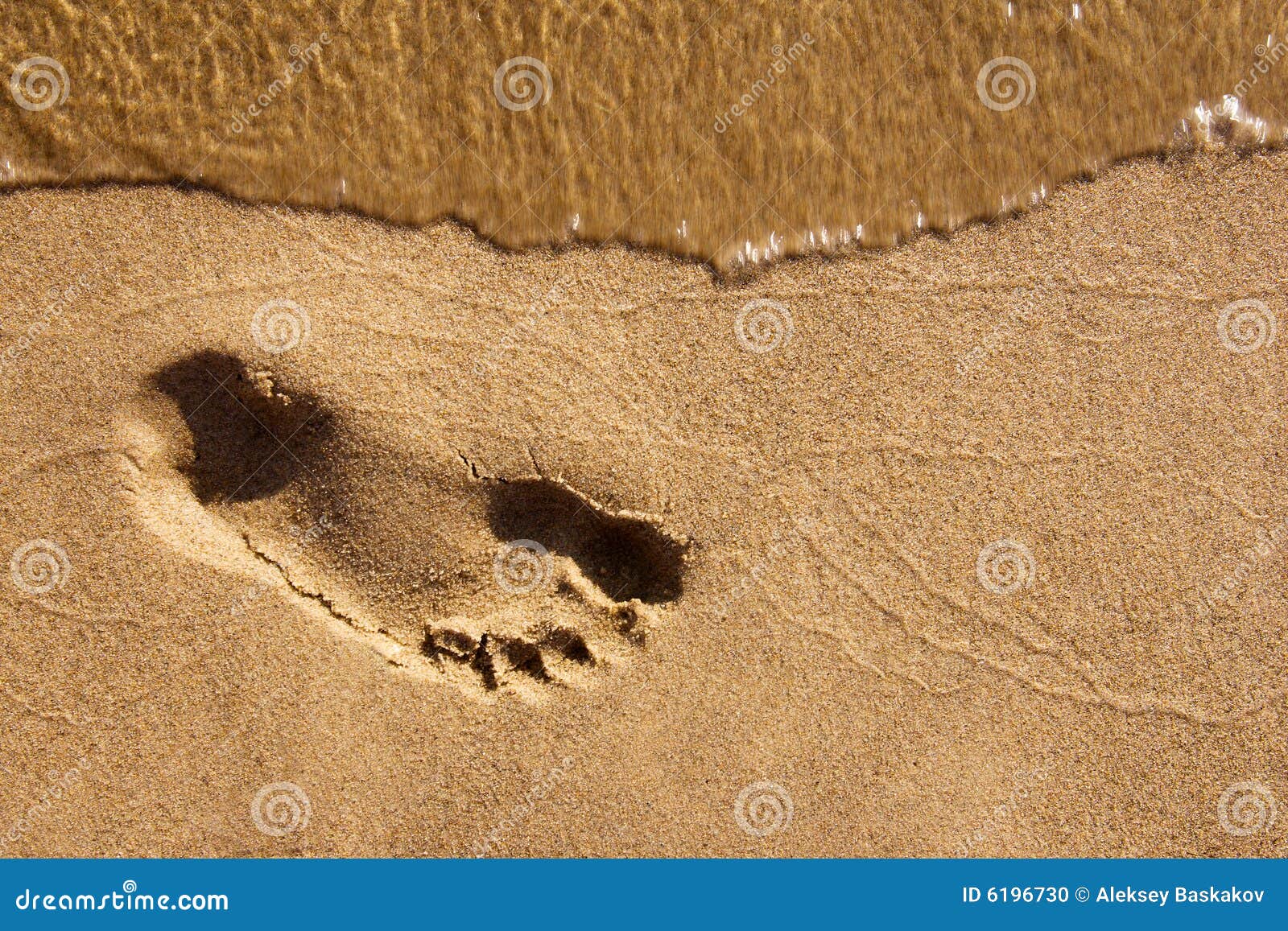 Footmark on wet send stock photo. Image of silica, finger - 6196730