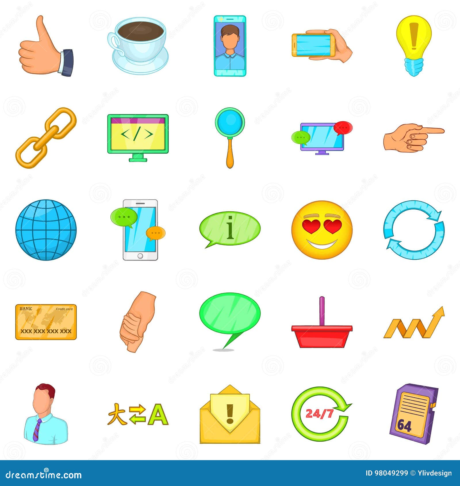 Footnote Icons Set, Cartoon Style | CartoonDealer.com #98049299