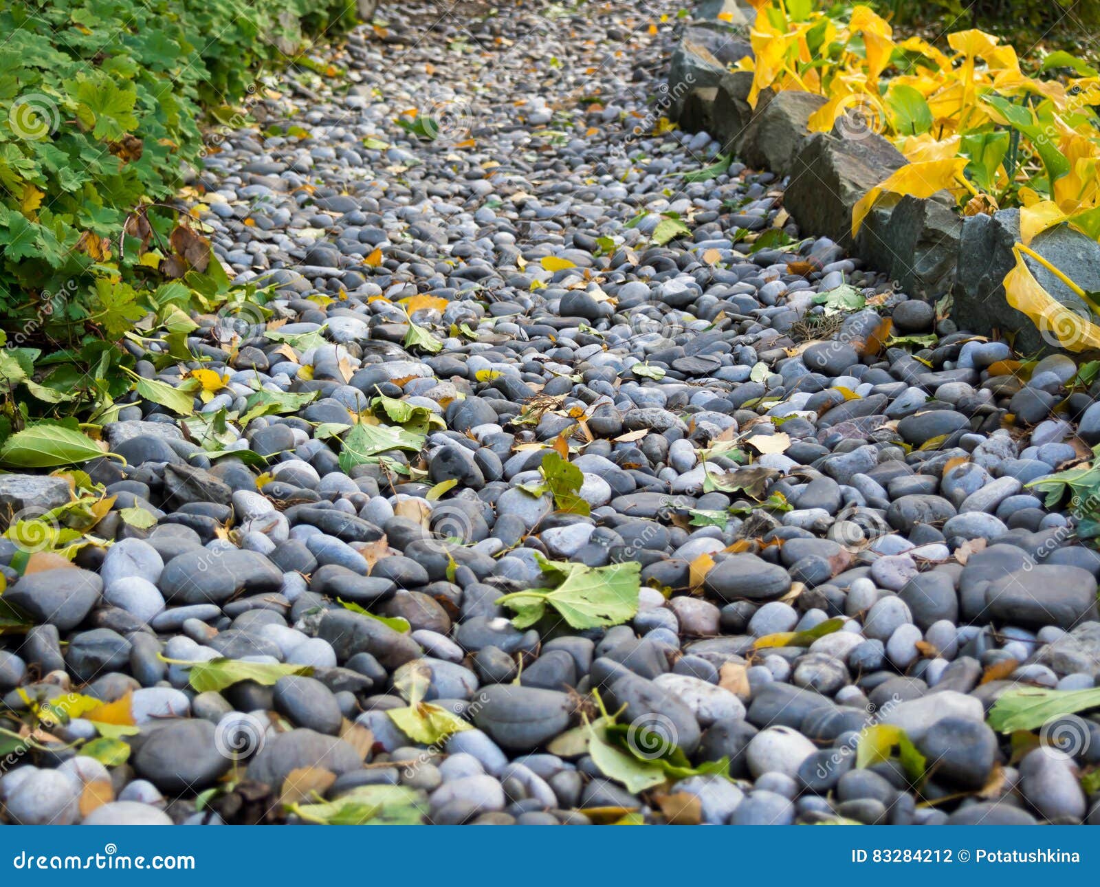 Footpath in Autumn Park, Made of Pebbles Stock Photo - Image of autumn ...