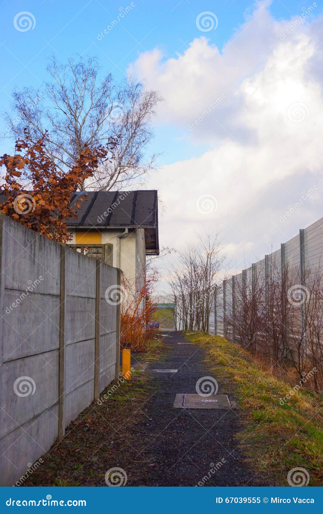 Footpath and barrier stock image. Image of exterior, clouded - 67039555