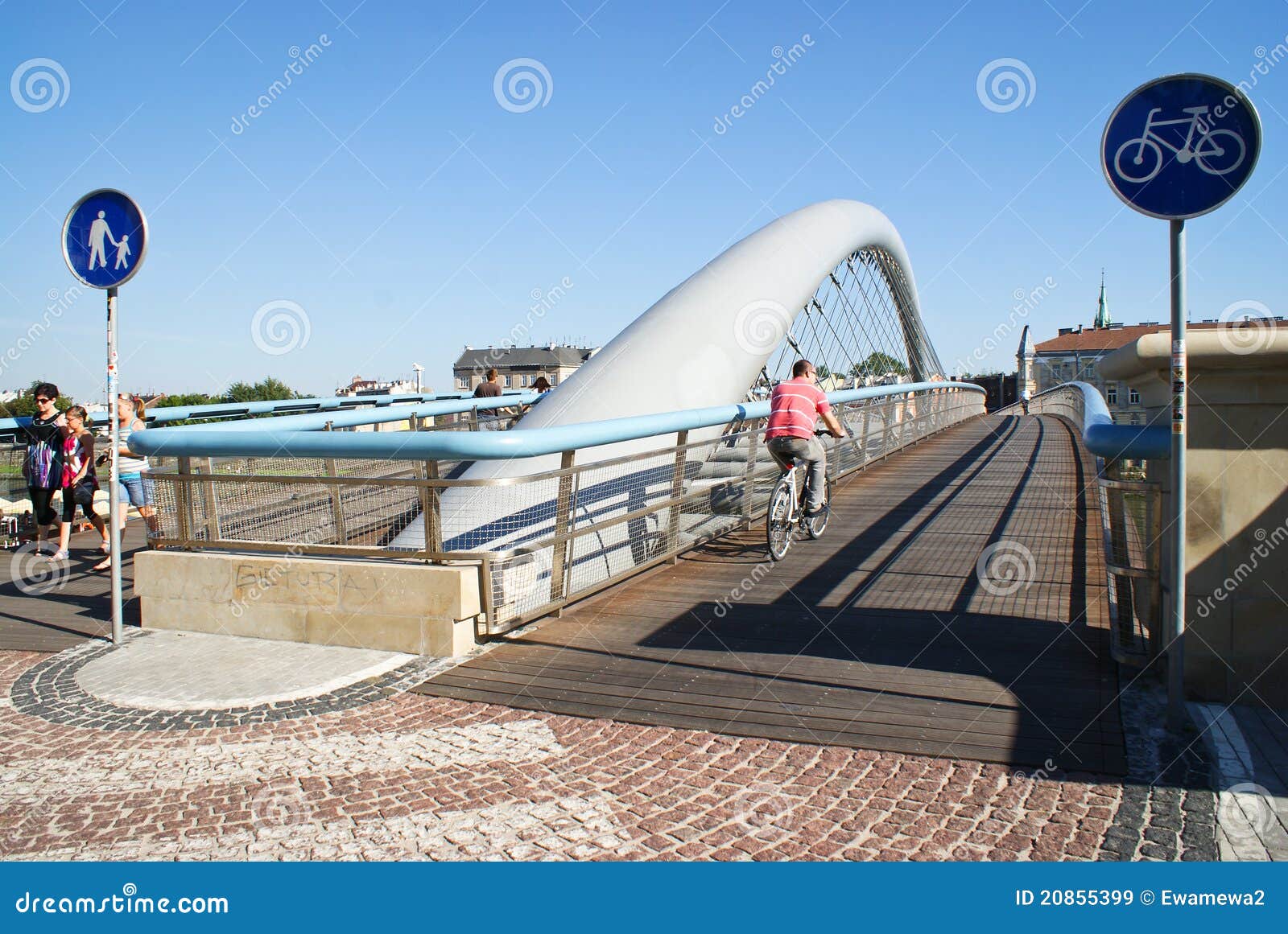 Footpath and Bicycle Path Sign on a Bridge Editorial Stock Image ...