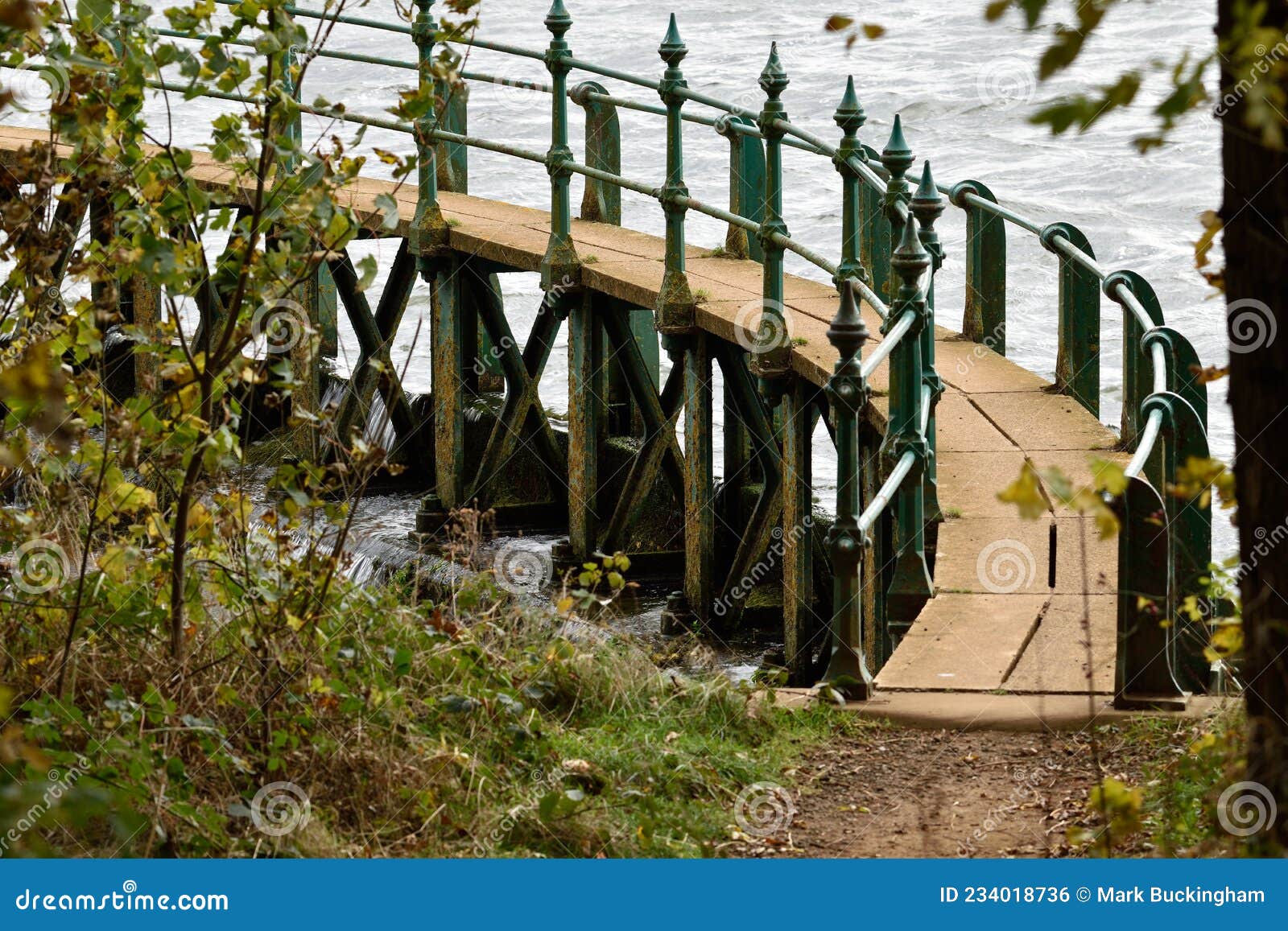 Footpath Bridge Over the Lake Stock Photo - Image of flood, hydro ...