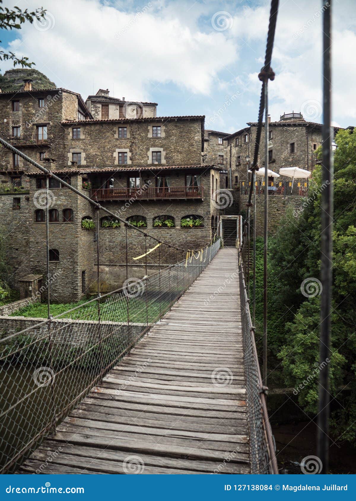 The Footpath Bridge in the Village of Rupit I Pruit Stock Photo - Image ...