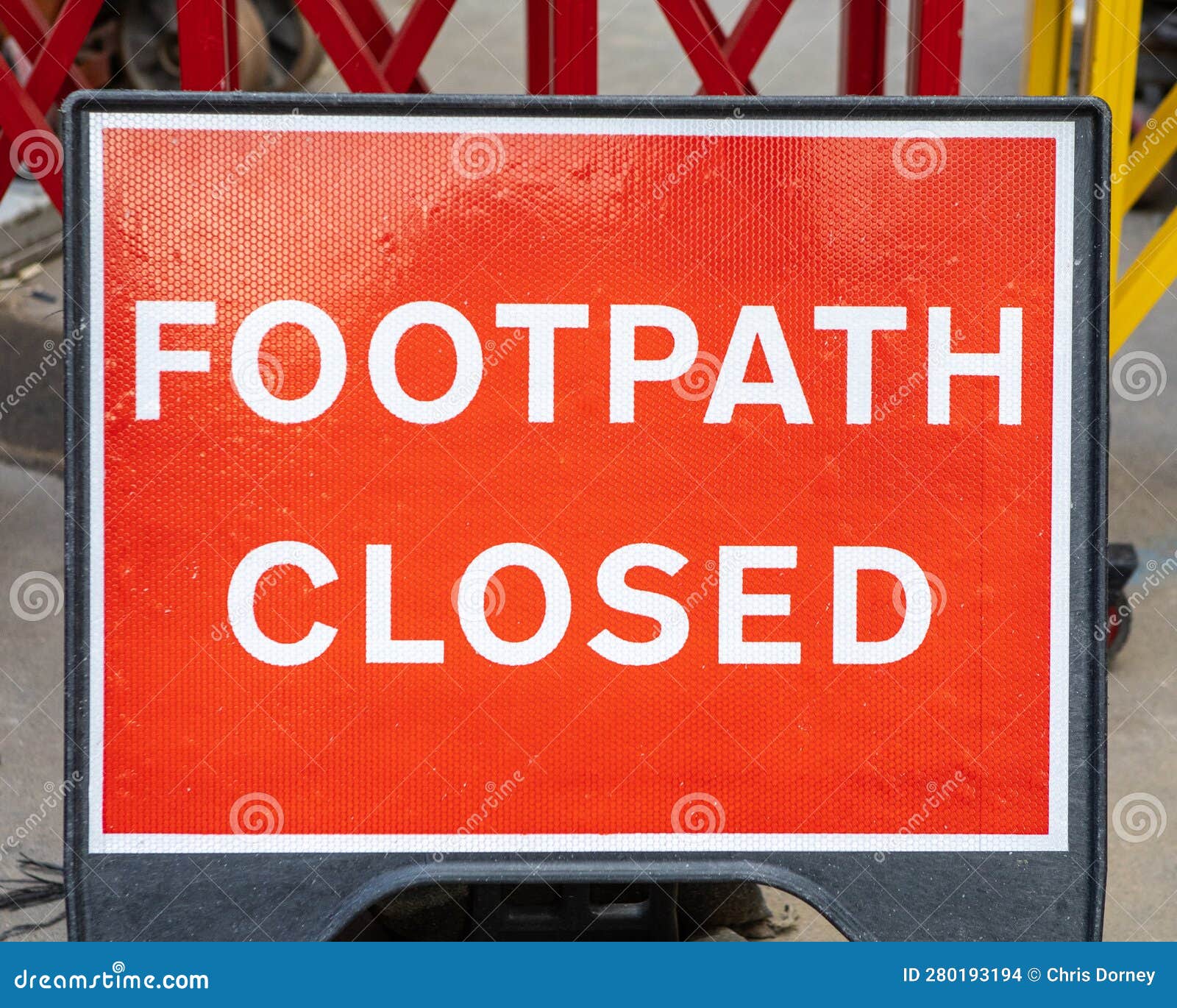 Footpath Closed Sign stock photo. Image of restrictions - 280193194