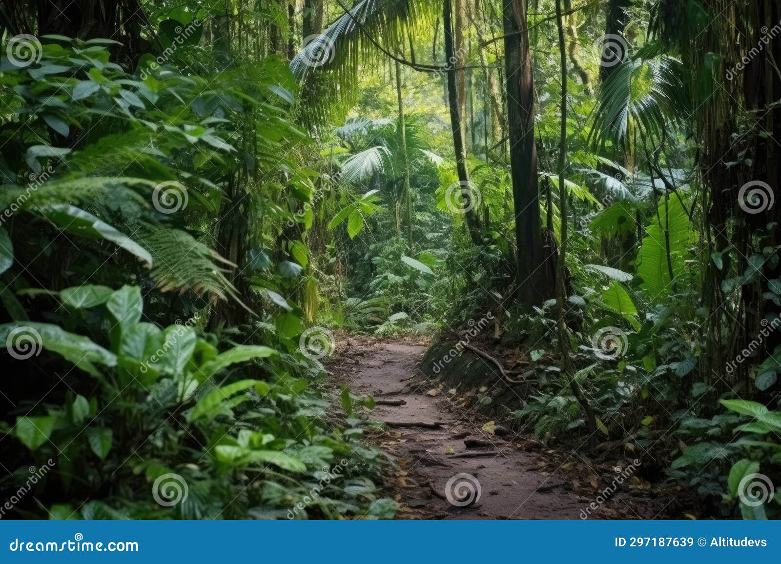 Footpath in a dense jungle stock image. Image of exploration - 297187639