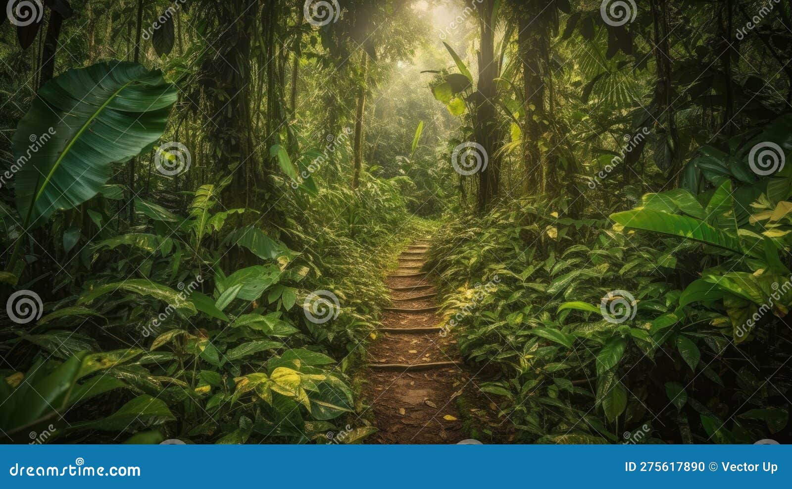 Footpath through Dense Tropical Forest with Lush Green. Generative AI ...