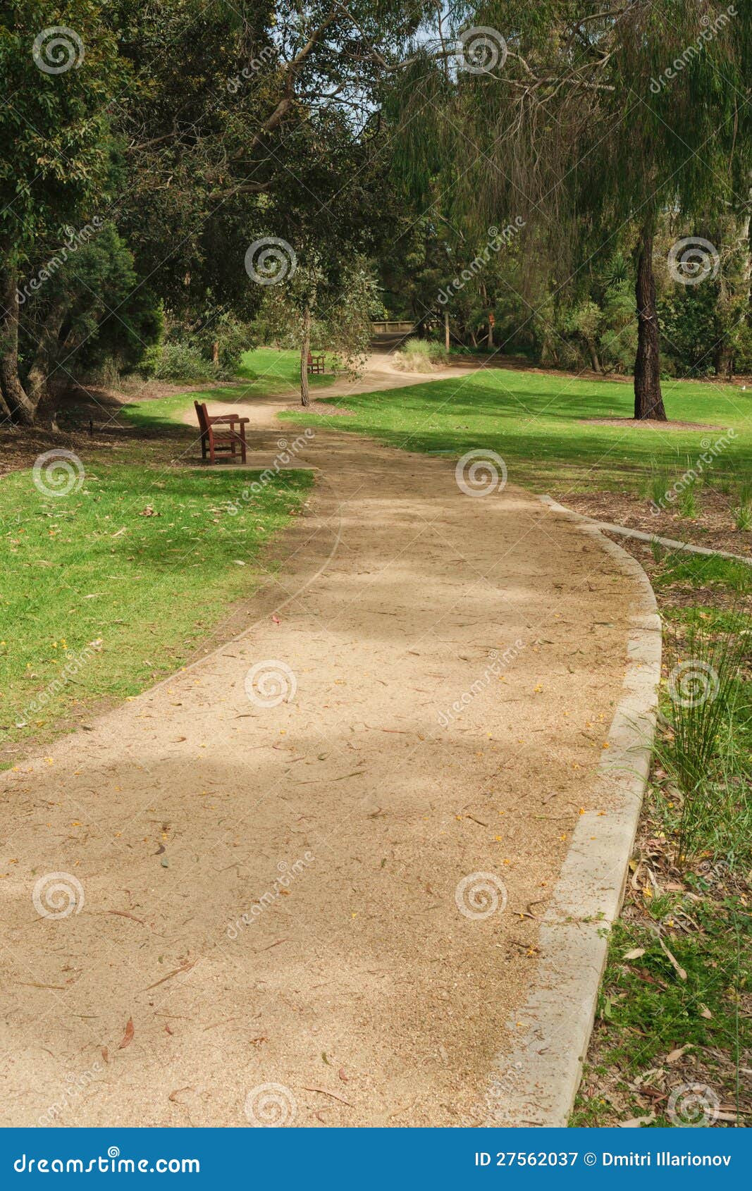 Footpath in empty park stock image. Image of perspective - 27562037