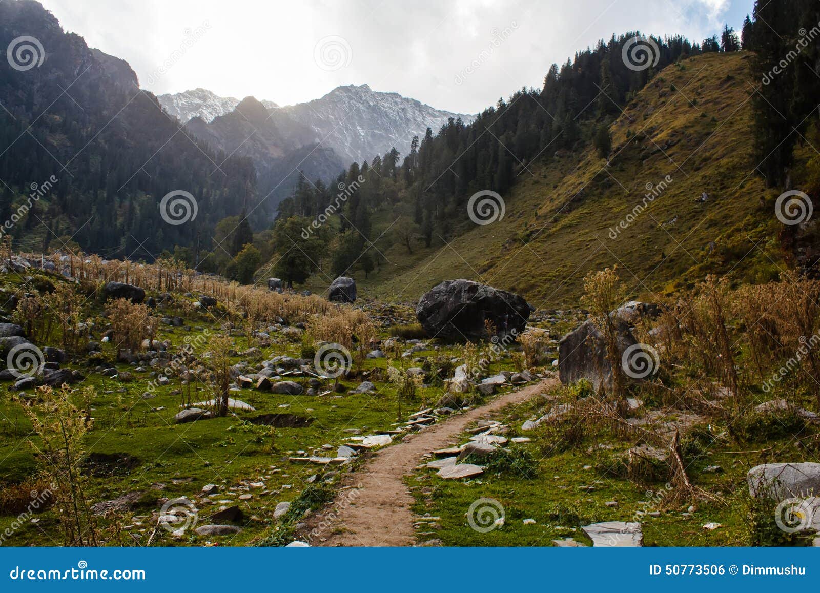 Footpath in Himalayan Mountains in India in Sunset Light Stock Photo ...