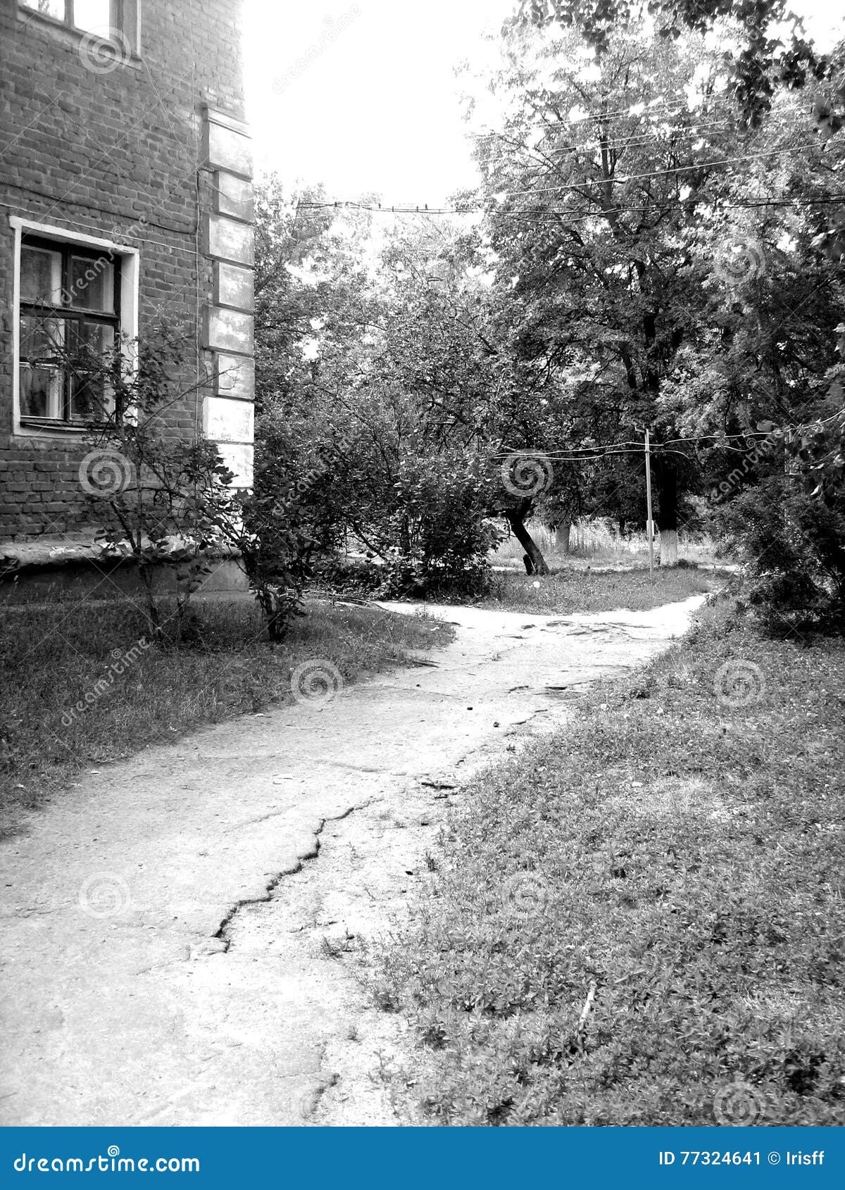 Footpath in the old yard. stock image. Image of footpath - 77324641