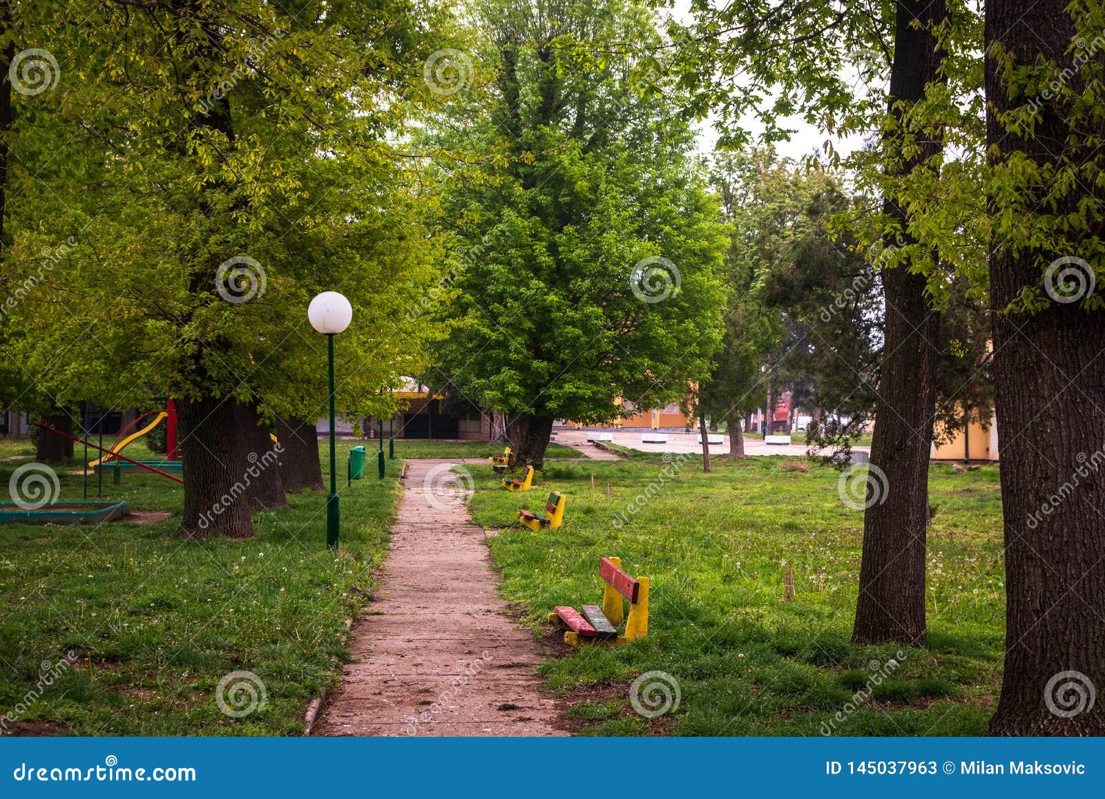 Footpath in a park stock image. Image of environment - 145037963