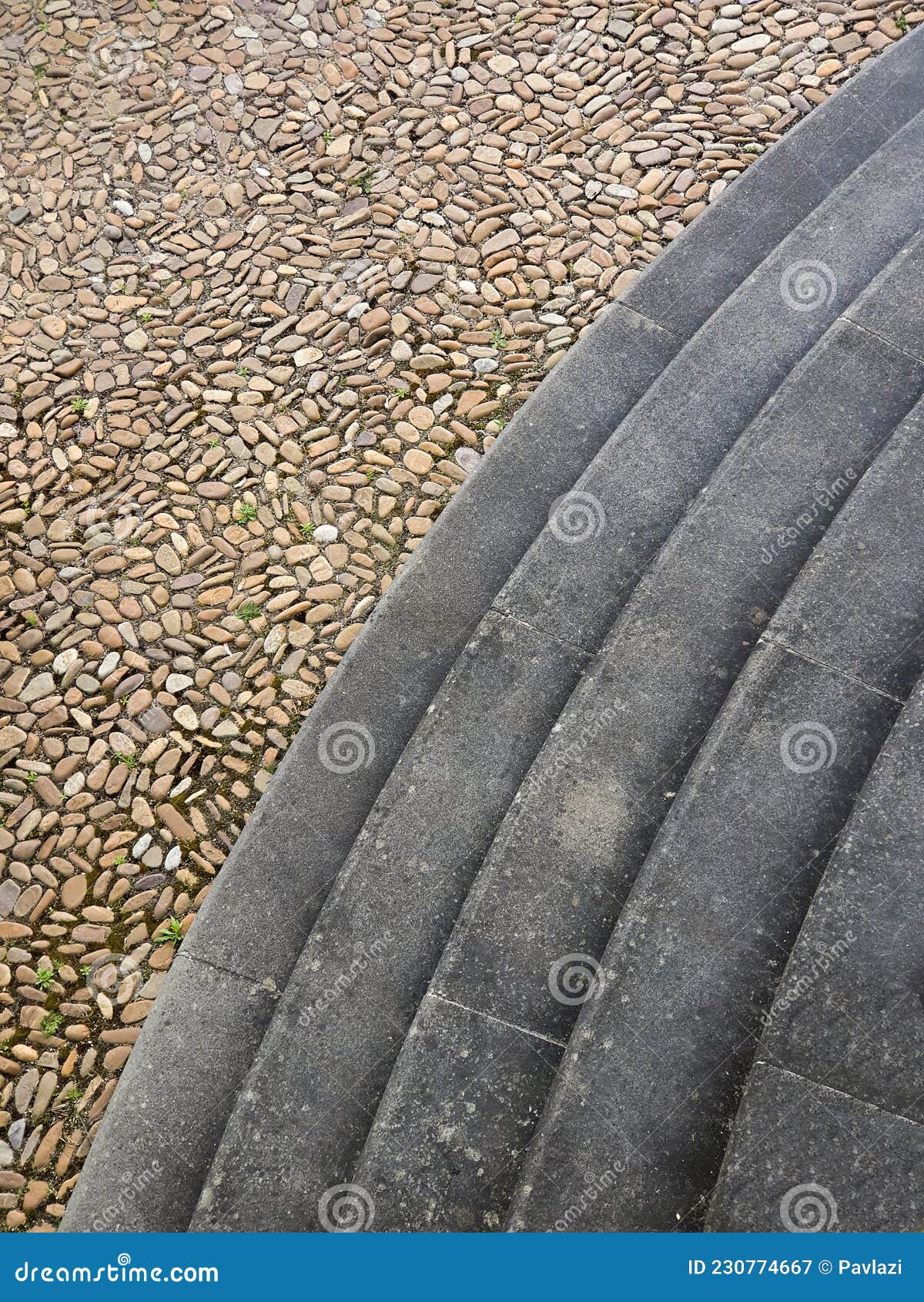 Footpath Paved with Pebbles and Stone Stairs of Arch Shape in the Park ...