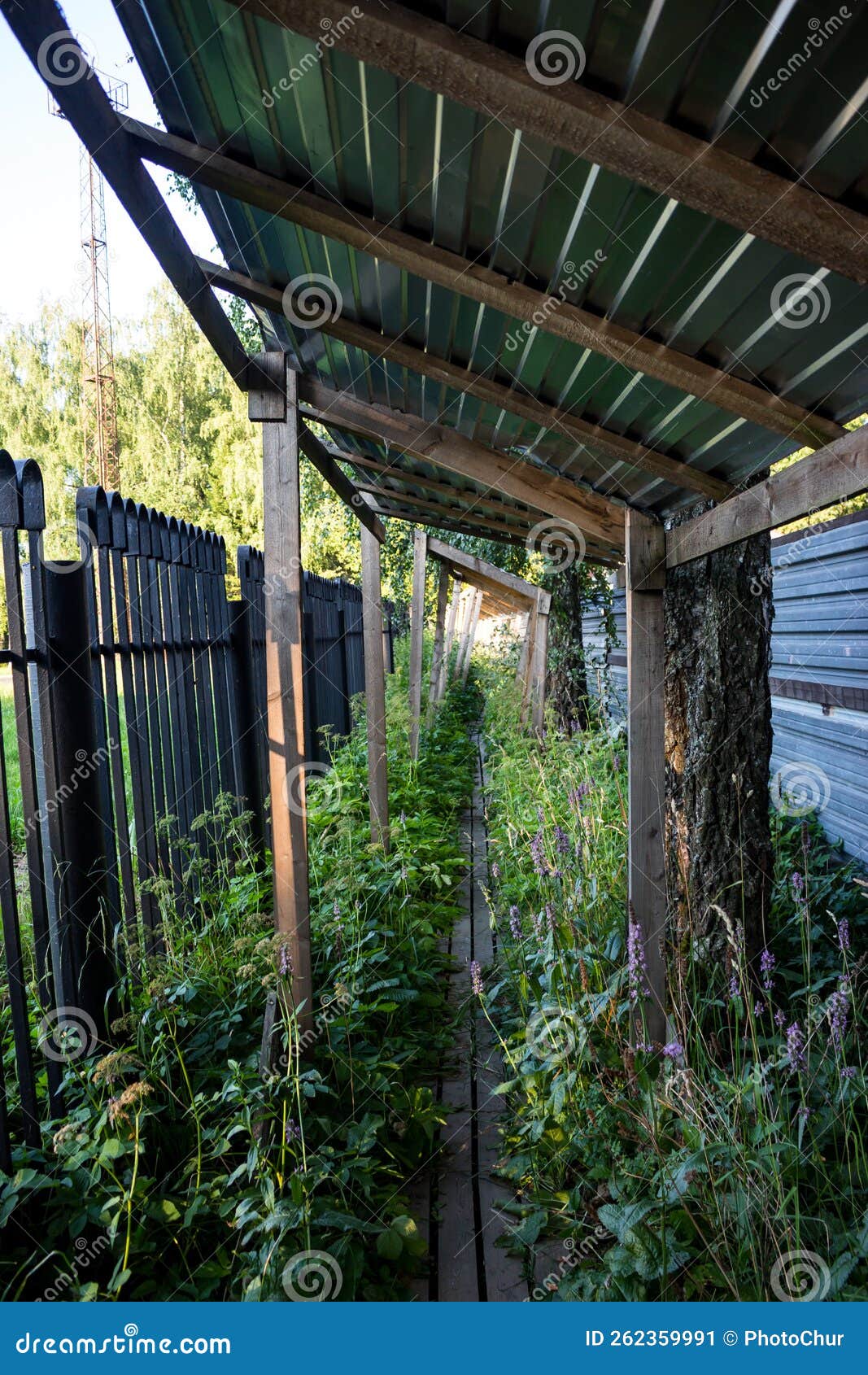 Footpath with Protection from Above Passing Next To the Construction ...