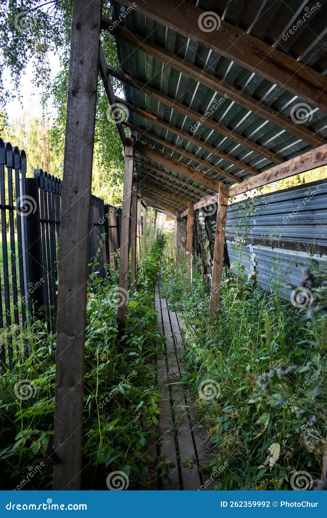 Footpath with Protection from Above Passing Next To the Construction ...