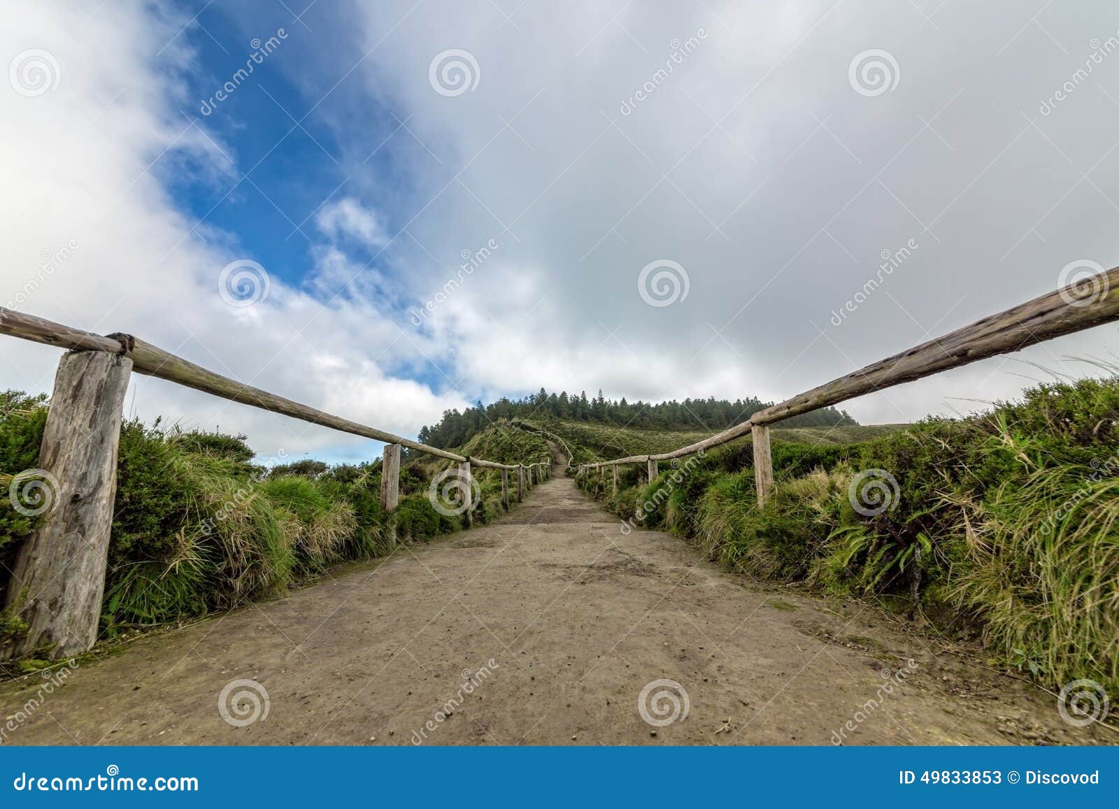 Footpath with Railing in Mountains Stock Image - Image of forest ...
