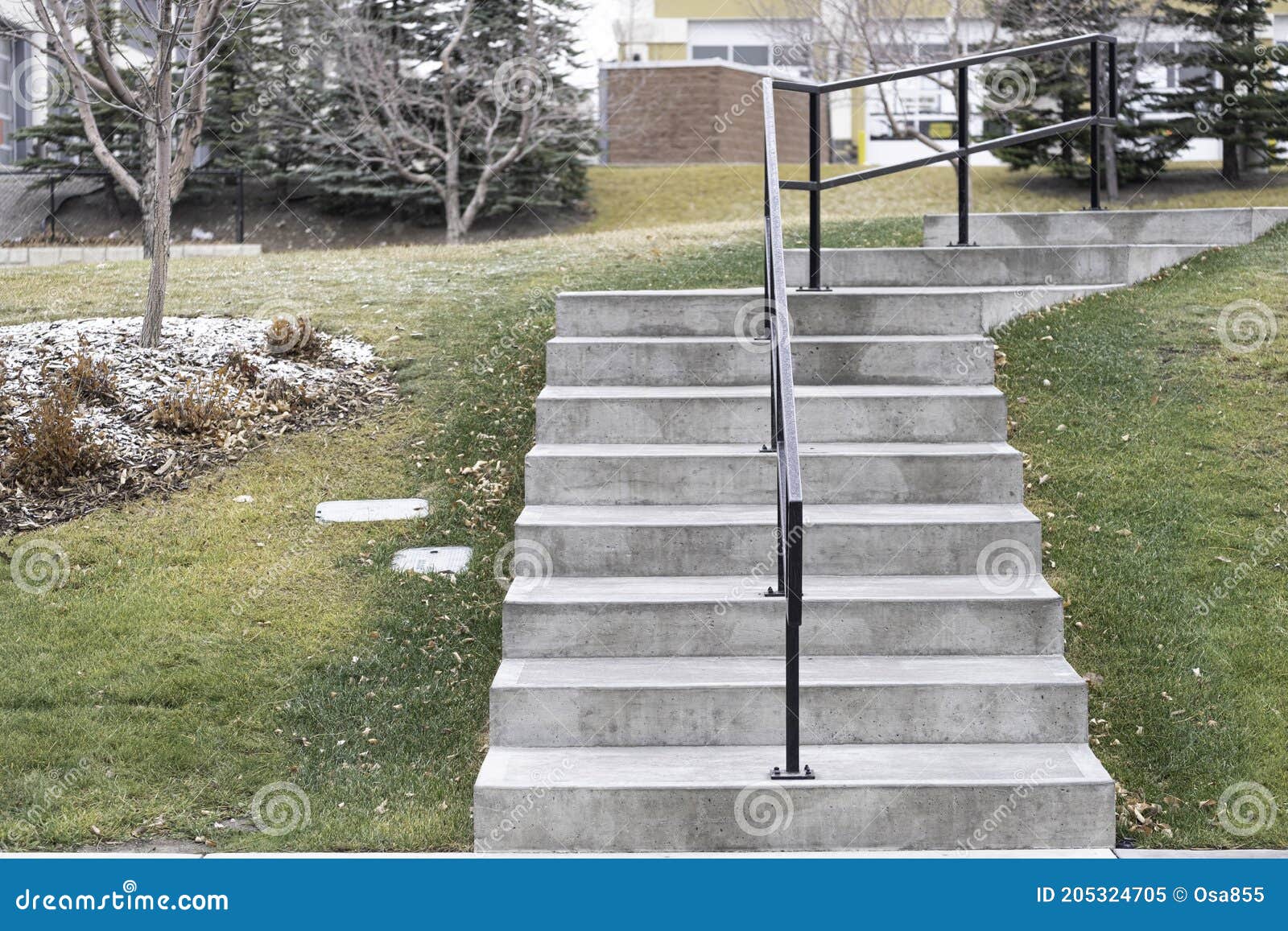 Footpath Steps in Public Park with Handrails Stock Image - Image of ...