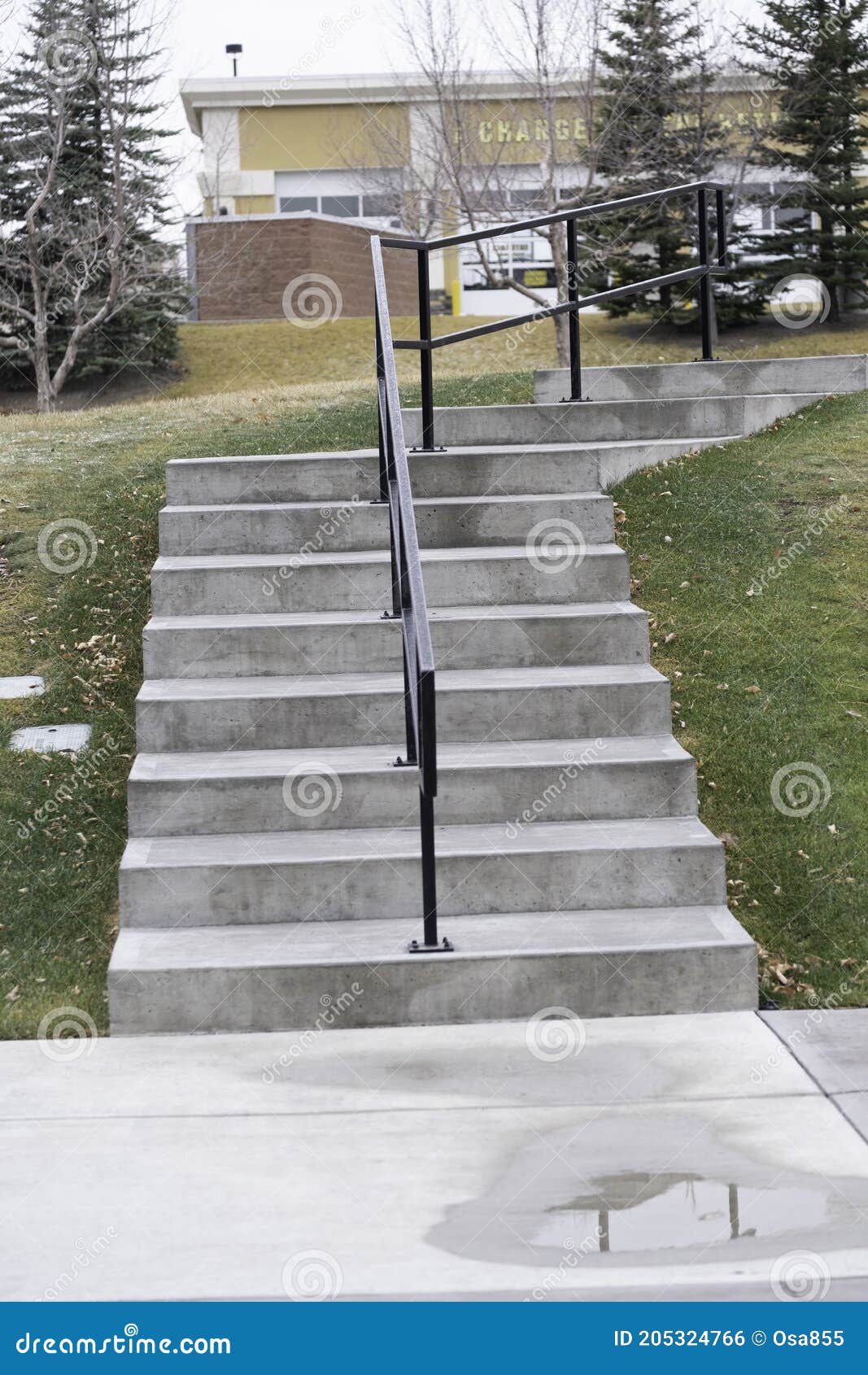 Footpath Steps in Public Park with Handrails Stock Photo - Image of ...