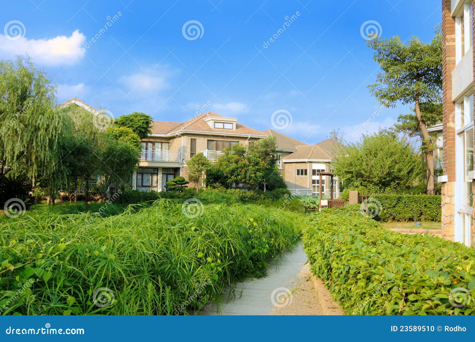 Footpath through a Verdant Garden To House Stock Photo - Image of house ...