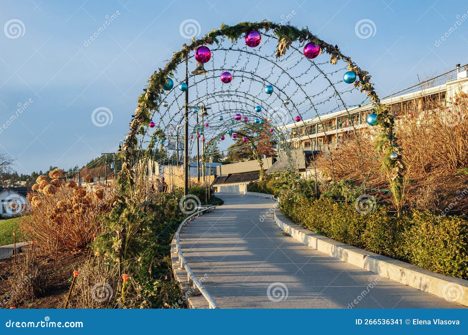 A Footpath Walkway in the Park Decorated with Ark and Balls, the ...