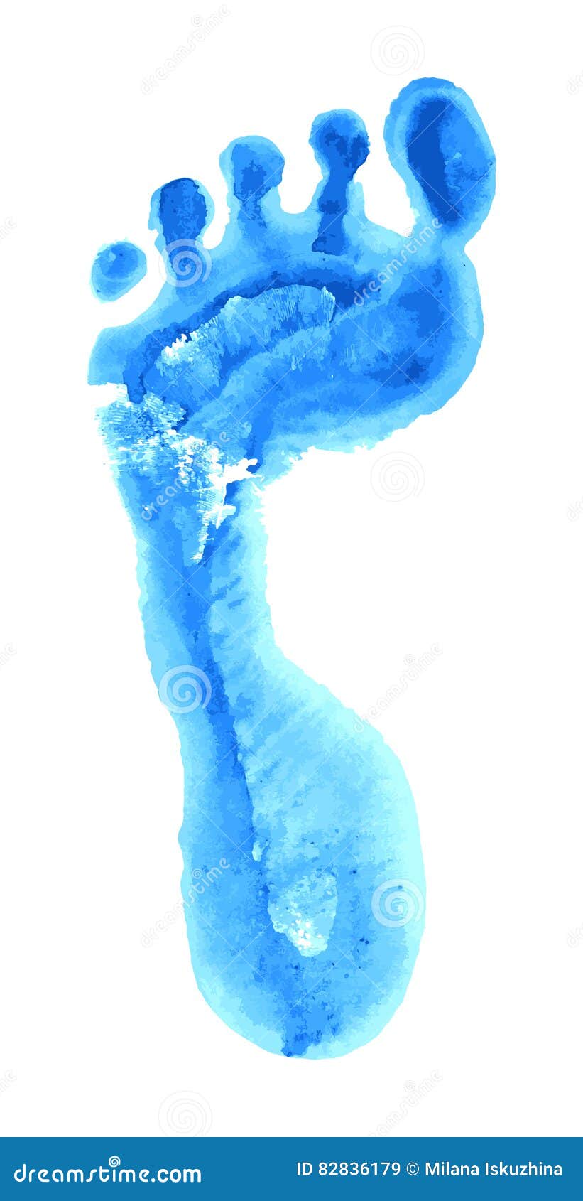 Footprint Blue and White Paint. Blue Prints of Feet Stock Vector ...