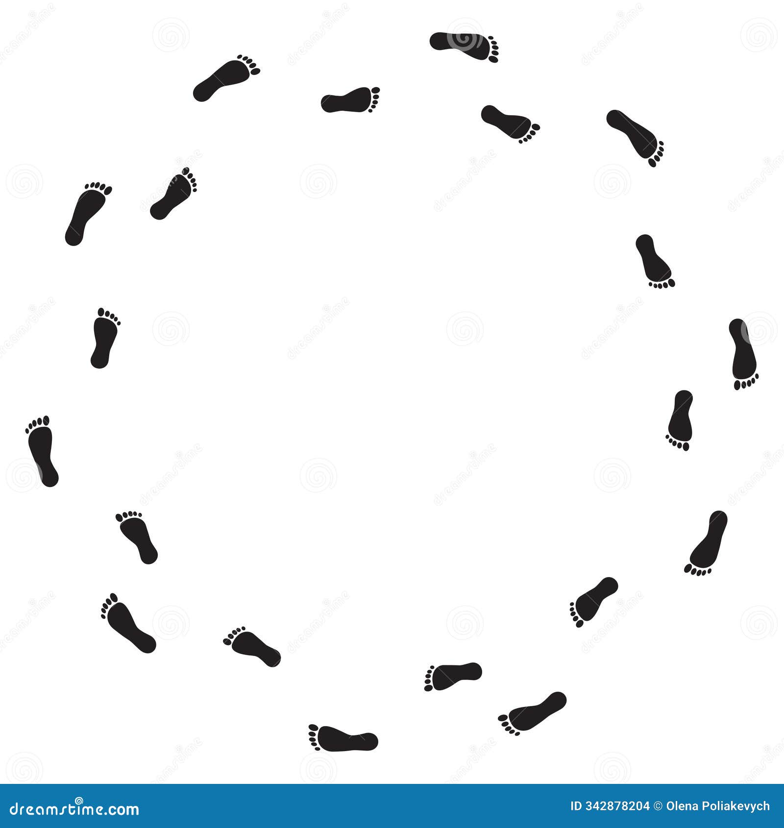 Footprint Circle Pattern. Walking Path Illustration. Black Footprint ...