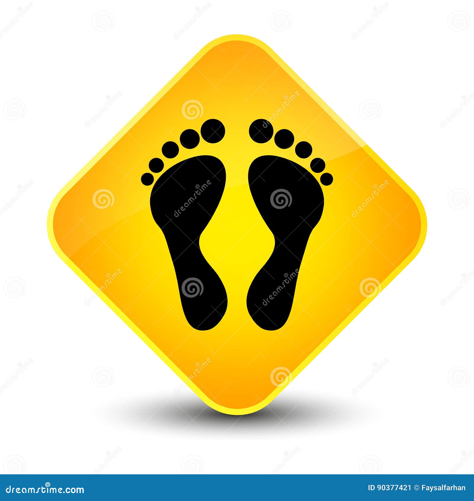 Footprint Icon Elegant Yellow Diamond Button Stock Illustration ...