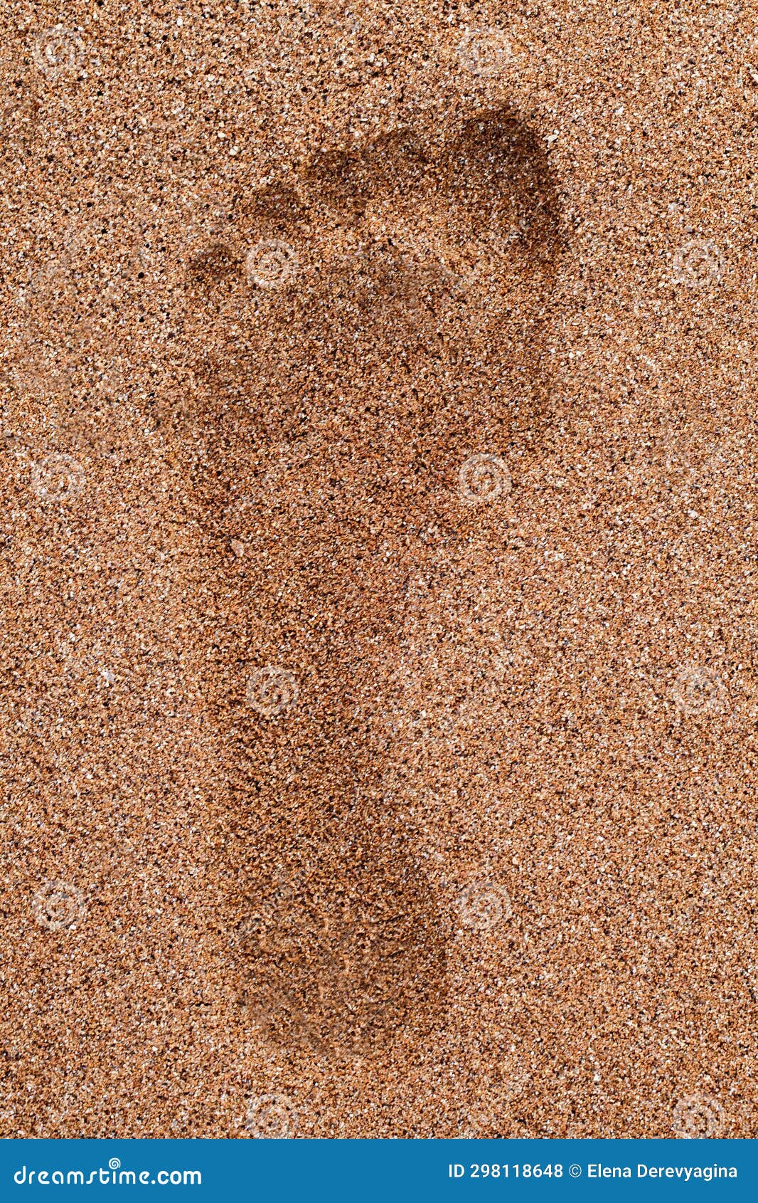 Footprint of Man in Sand Close-up, One, Vertical Frame Stock Photo ...