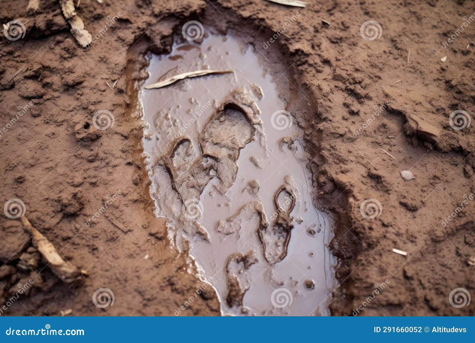 Footprint in the Mud Showing Direction Stock Illustration ...