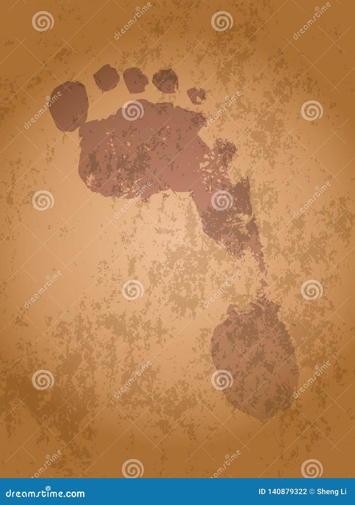 Footprint on the Old Paper stock vector. Illustration of bare - 140879322