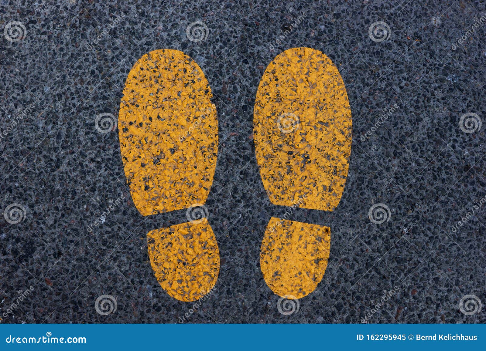Footprint Painted on the Pavement. Footpath Stock Image - Image of ...