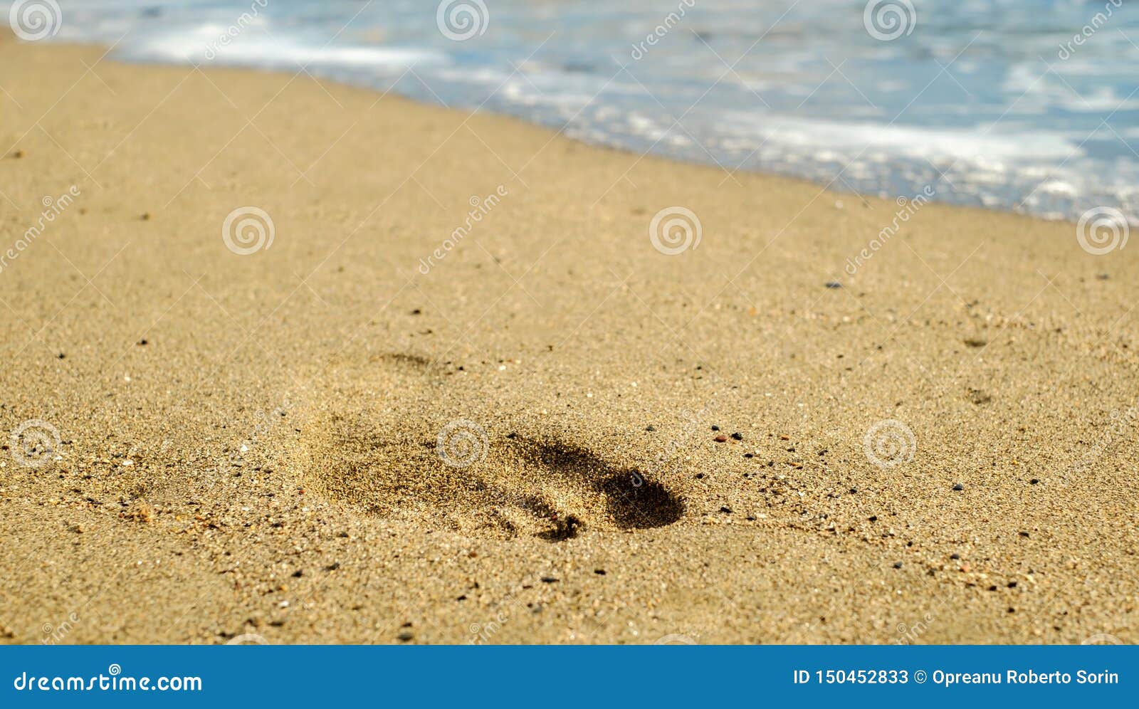 Footprint on the Sea Beach Sand Stock Image - Image of journey ...