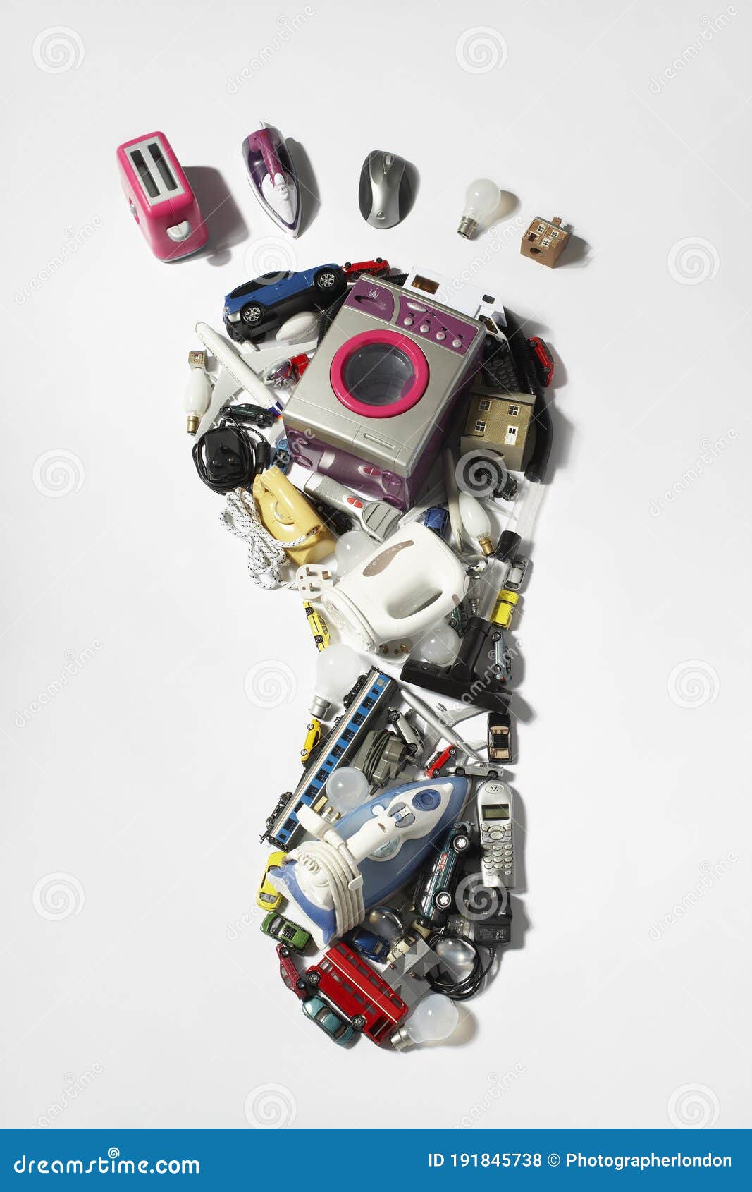 Footprint Shape Made of Plastic and Electrical Devices Stock Photo ...