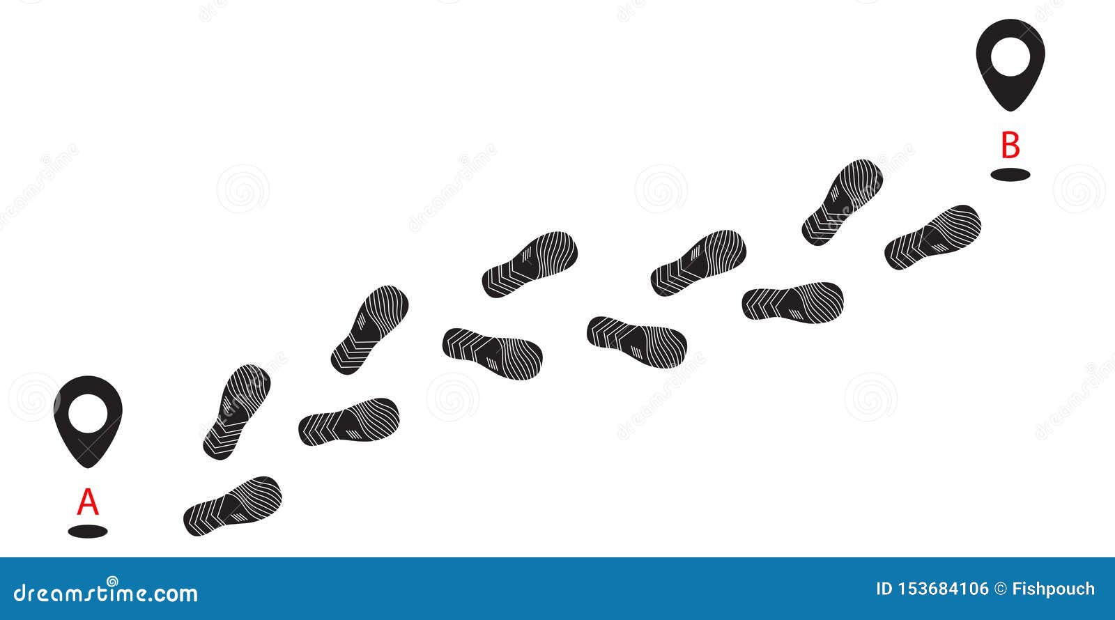 Footprint Silhouettes Path from a To B Points Vector Icon. Step Marks ...